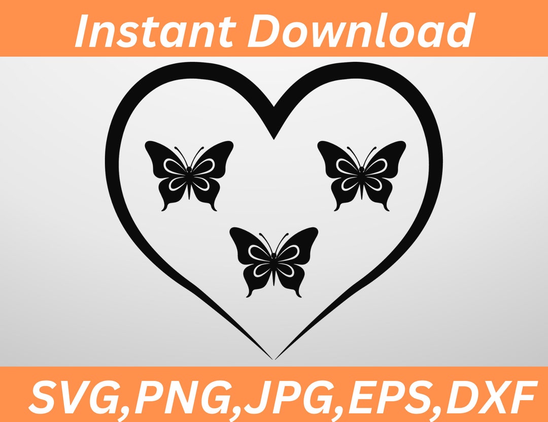 Heart Butterfly Svg, Butterfly Heart Svg, Butterfly Love Svg, Love ...