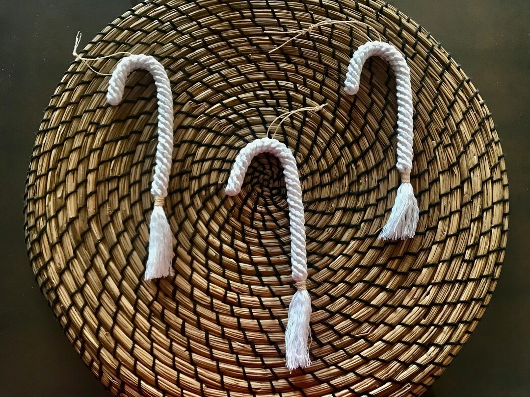 Set of 3 Handmade Macrame Candy Canes – Boho Christmas Decorations - Etsy