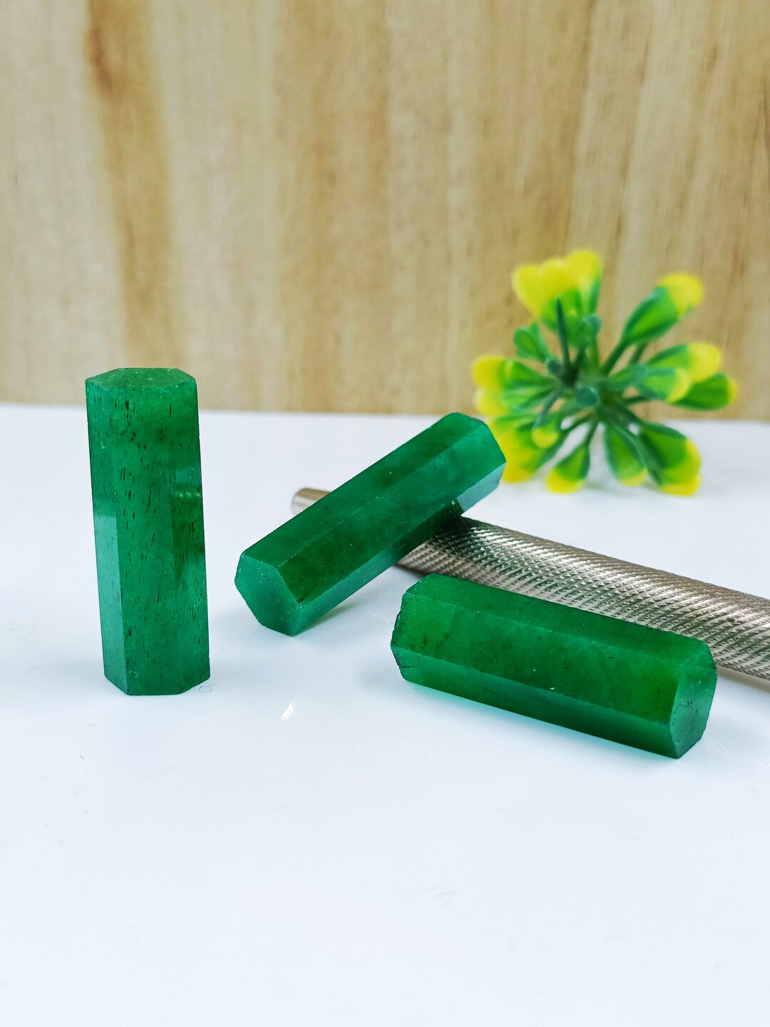 3 Pic Raw Emerald Crystal Hexagon Shape Emerald Top Rough - Etsy