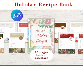 Christmas Holiday Recipe Book Template Rustic Traditional - Etsy