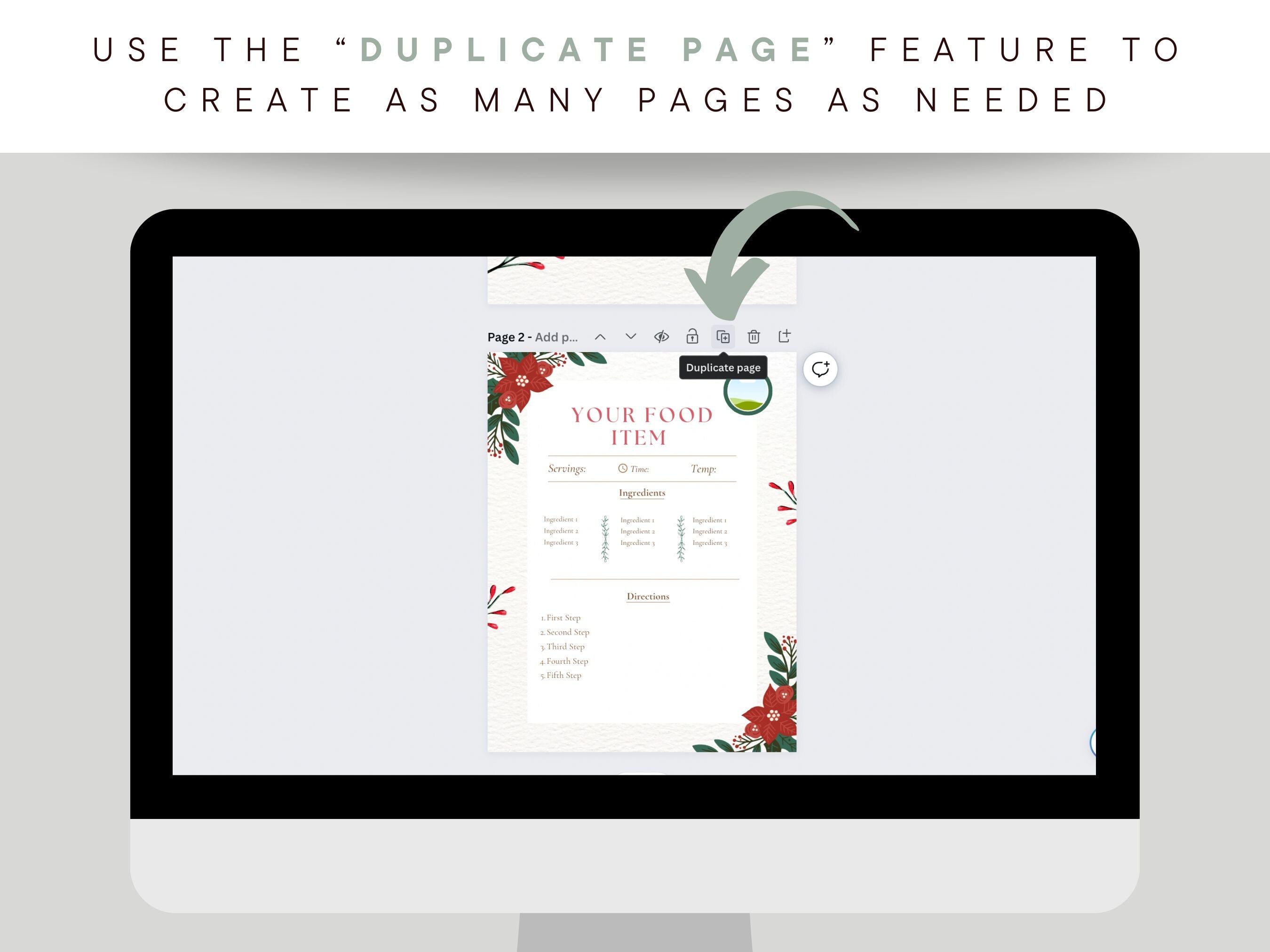 Christmas Recipe Book Template With Cover Editable in Canva | Digital ...