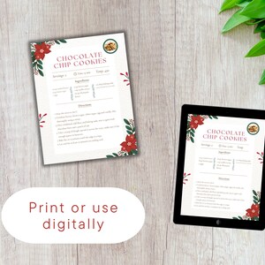 Christmas Recipe Book Template With Cover Editable in Canva | Digital ...
