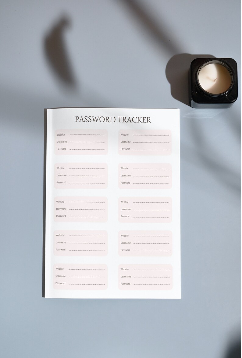 Printable Password Tracker, 3 Versions - Etsy