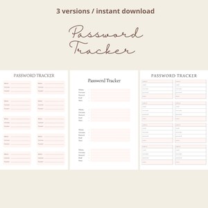 Printable Password Tracker, 3 Versions - Etsy