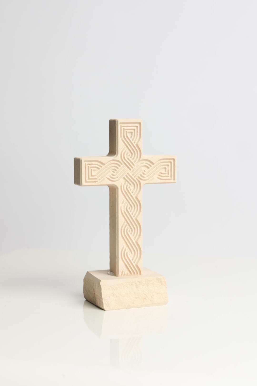 Catholic Standing Cross Made of Limestone Croatian Interlace Design - Etsy