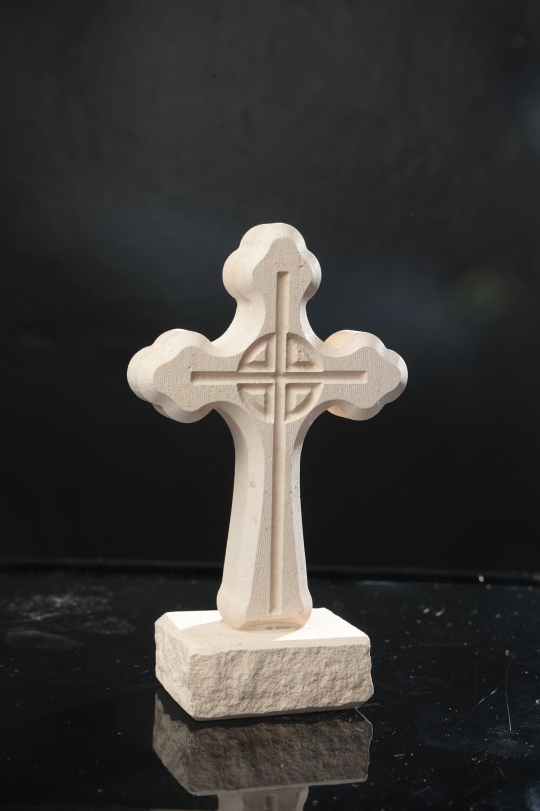 Orthodox Limestone Cross With Carved Eternity Symbol - Rustic Altar ...