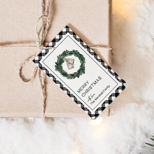 Printable Merry Christmas Gift Tag Template | Editable Gingham ...