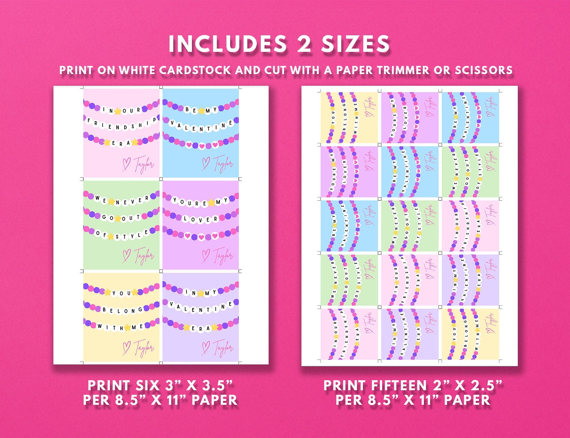 Printable Friendship Bracelet Valentine Cards | Taylor Swift Valentines ...