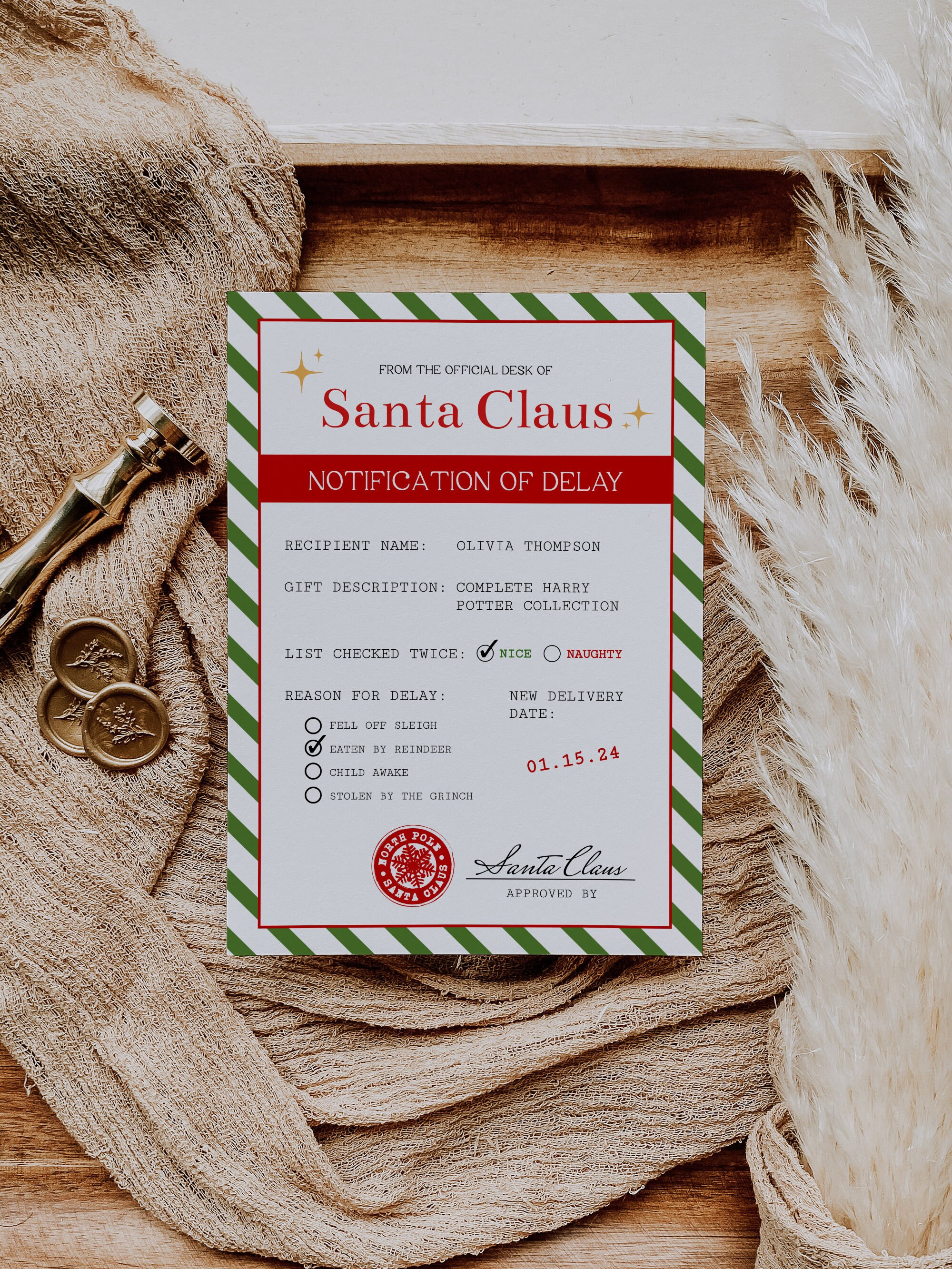 Editable Late Christmas Gift Letter From Santa | Delayed Gift ...