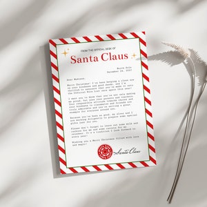 Letter From Santa | Official Nice List Letter From Santa Claus, Red ...