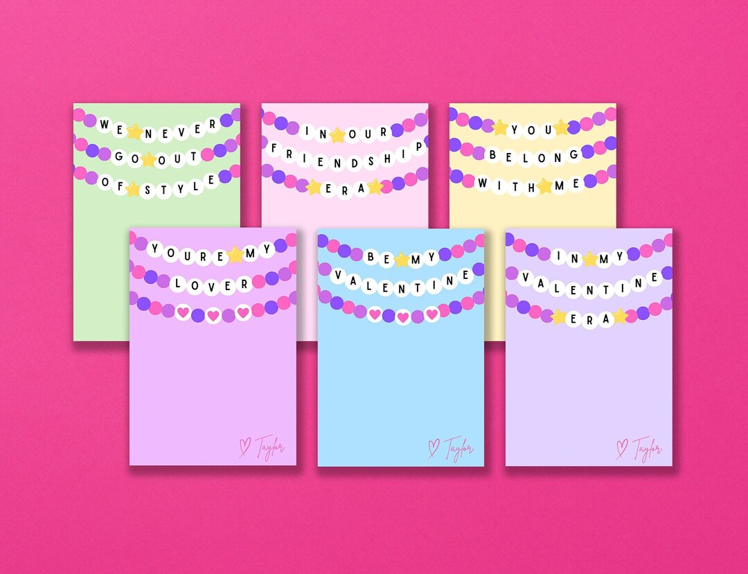 Printable Taylor Swift Valentine Cards | Friendship Bracelet Valentine ...