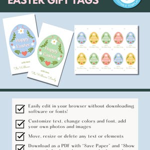 Printable Easter Gift Tags | Easter Cookie Tag, Easter Basket Tag ...