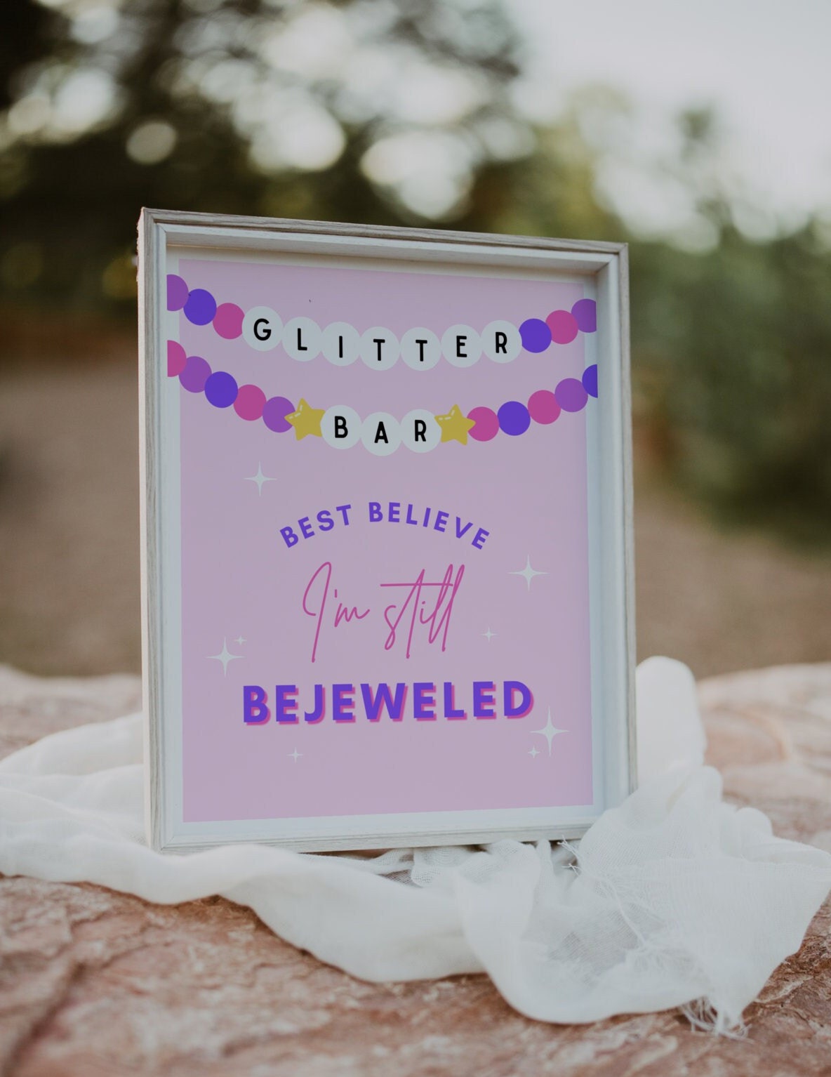 Bejeweled Glitter Bar Sign Printable Taylor Swift Birthday Party Sign ...