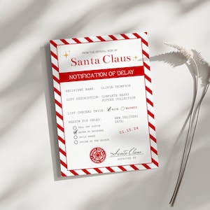 Editable Delayed Gift Notice | Late Christmas Gift Letter From Santa ...