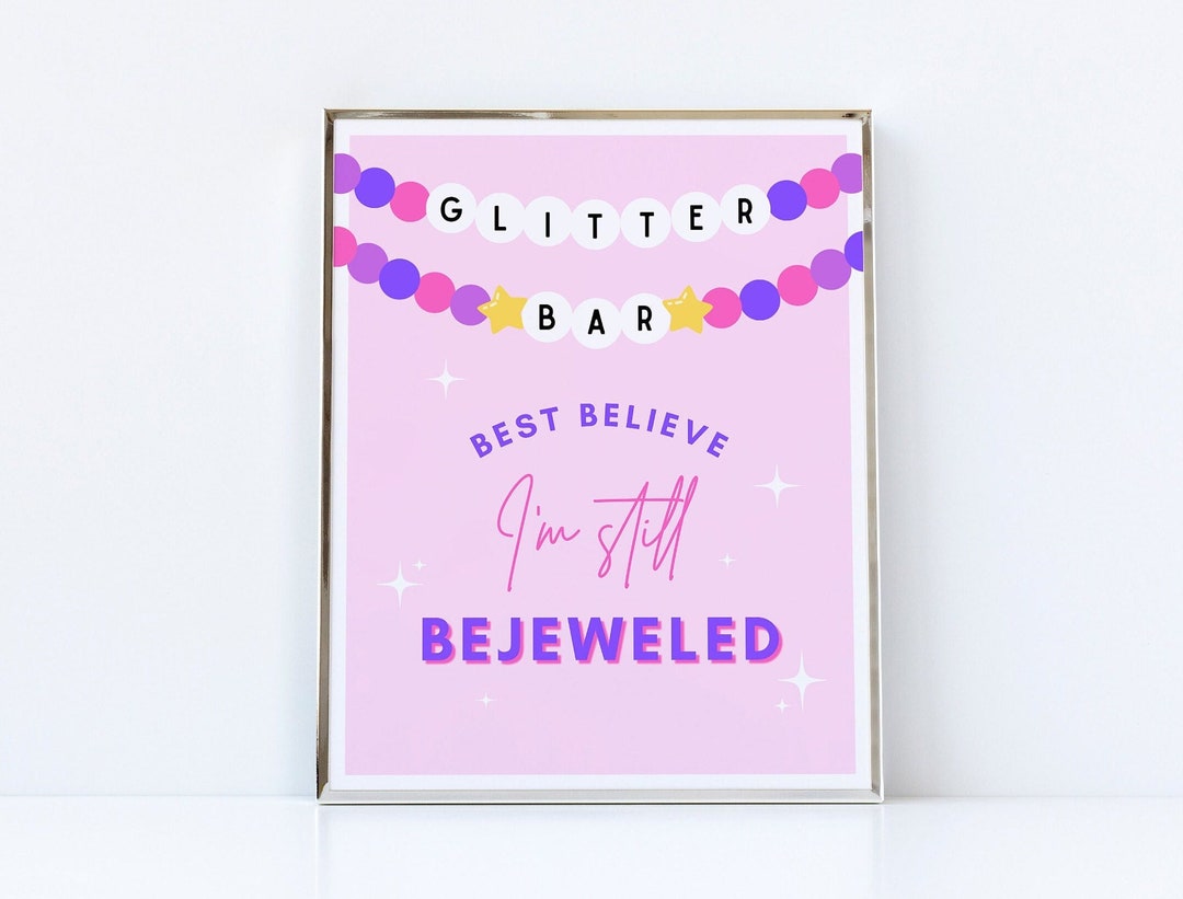 Bejeweled Glitter Bar Sign | Printable Taylor Swift Birthday Party Sign ...