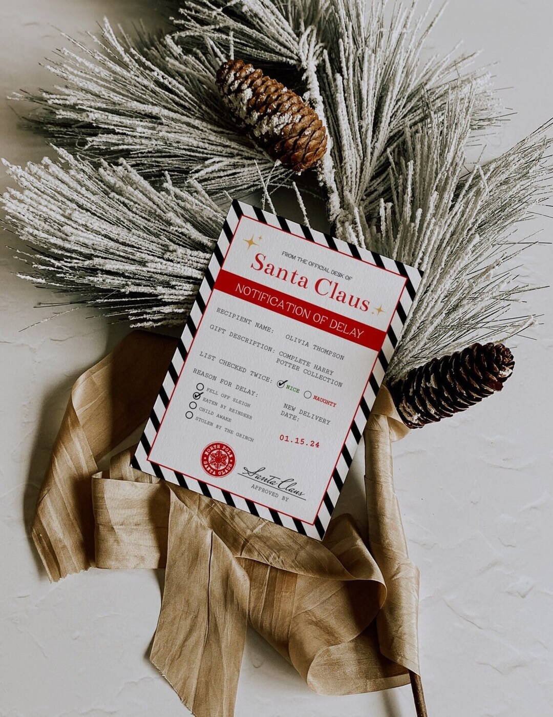 Editable Delayed Gift Notice | Late Christmas Gift Letter From Santa ...