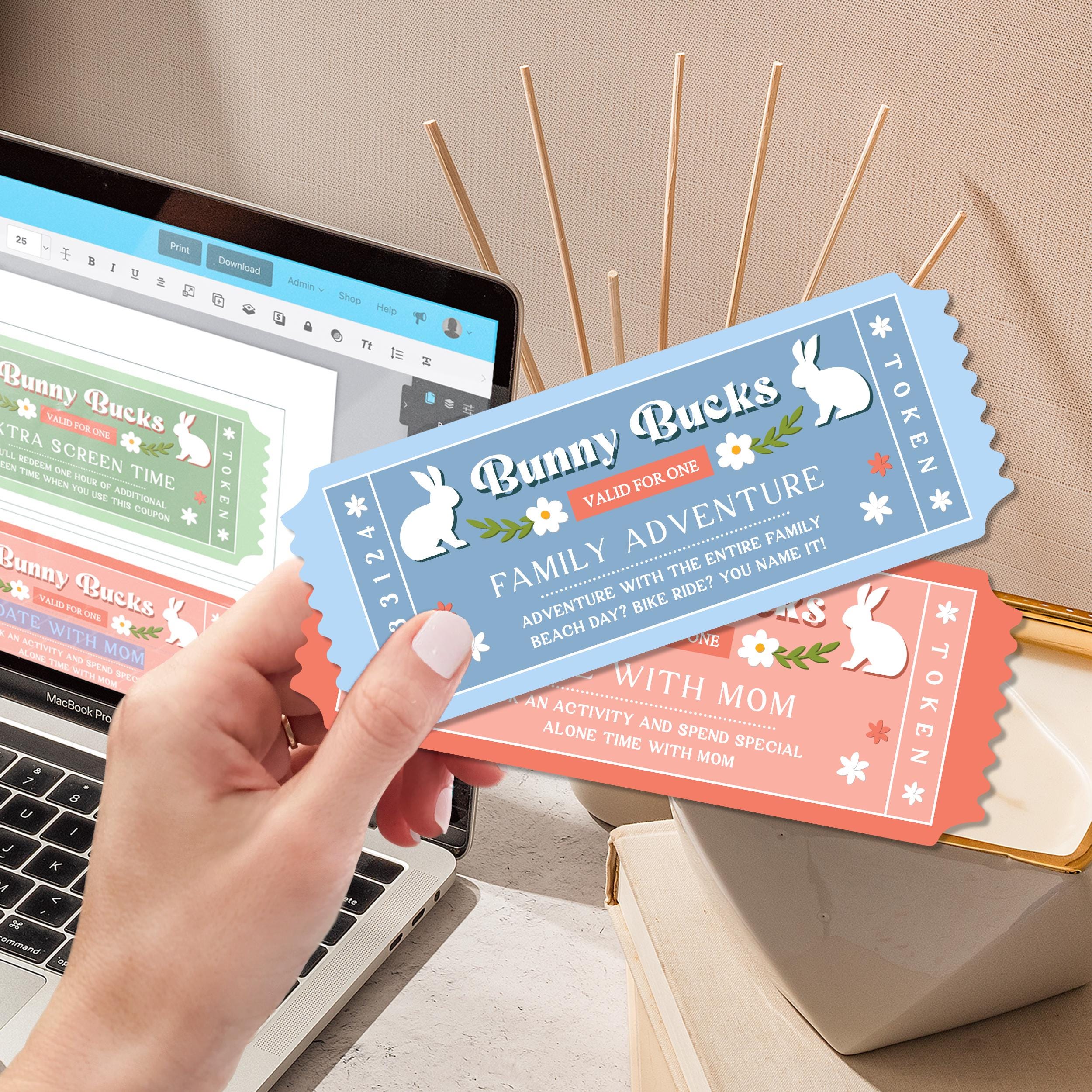 Printable Easter Coupons | Bunny Bucks, Easter Egg Filler, Easter Bunny ...