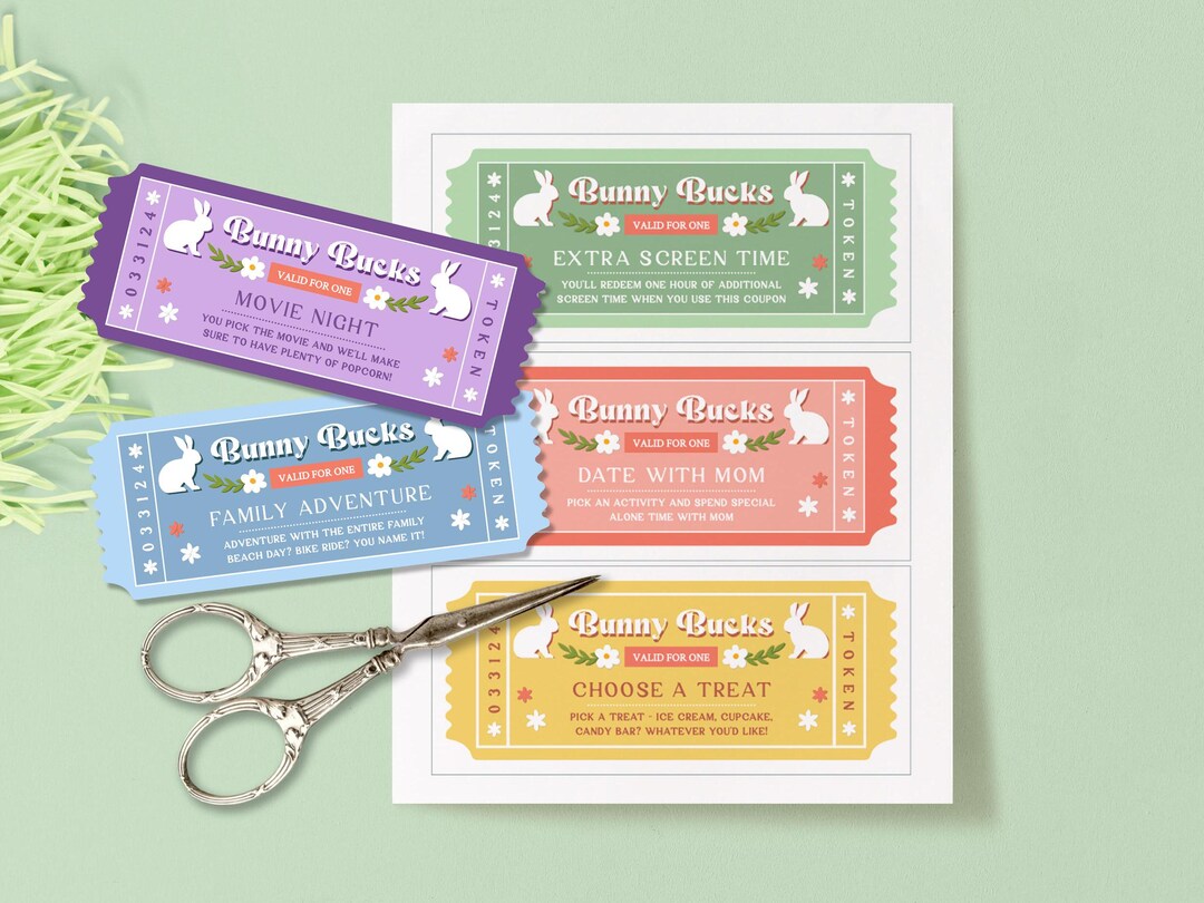 Printable Easter Coupons | Bunny Bucks, Easter Egg Filler, Easter Bunny ...