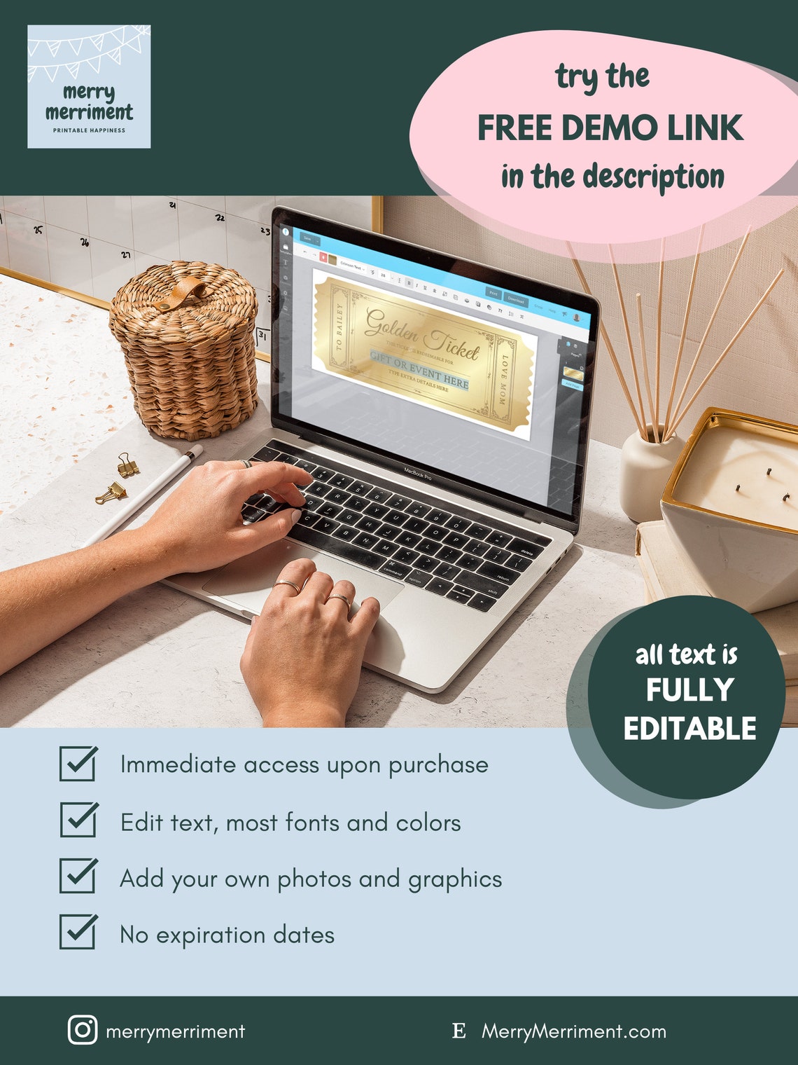 Editable Golden Ticket Template | Birthday Voucher, Birthday Gift ...