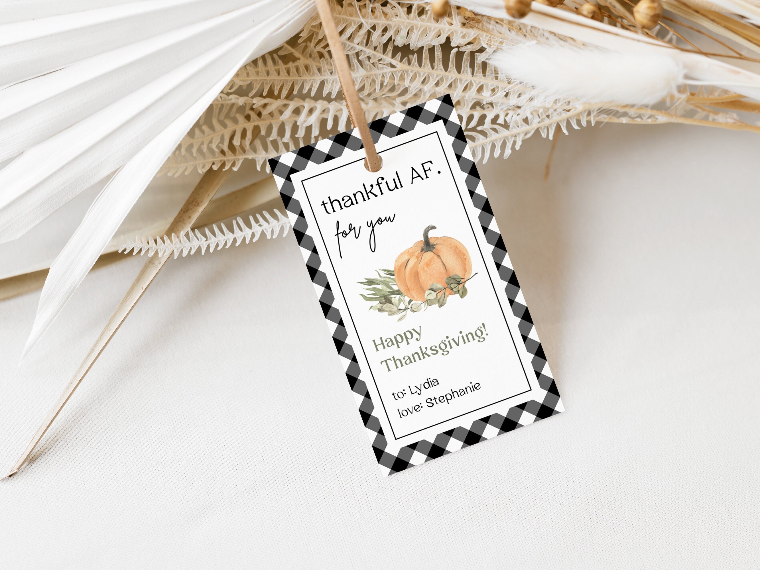 Thankful AF Gift Tag Template | Friendsgiving Favor, Friendsgiving Gift ...