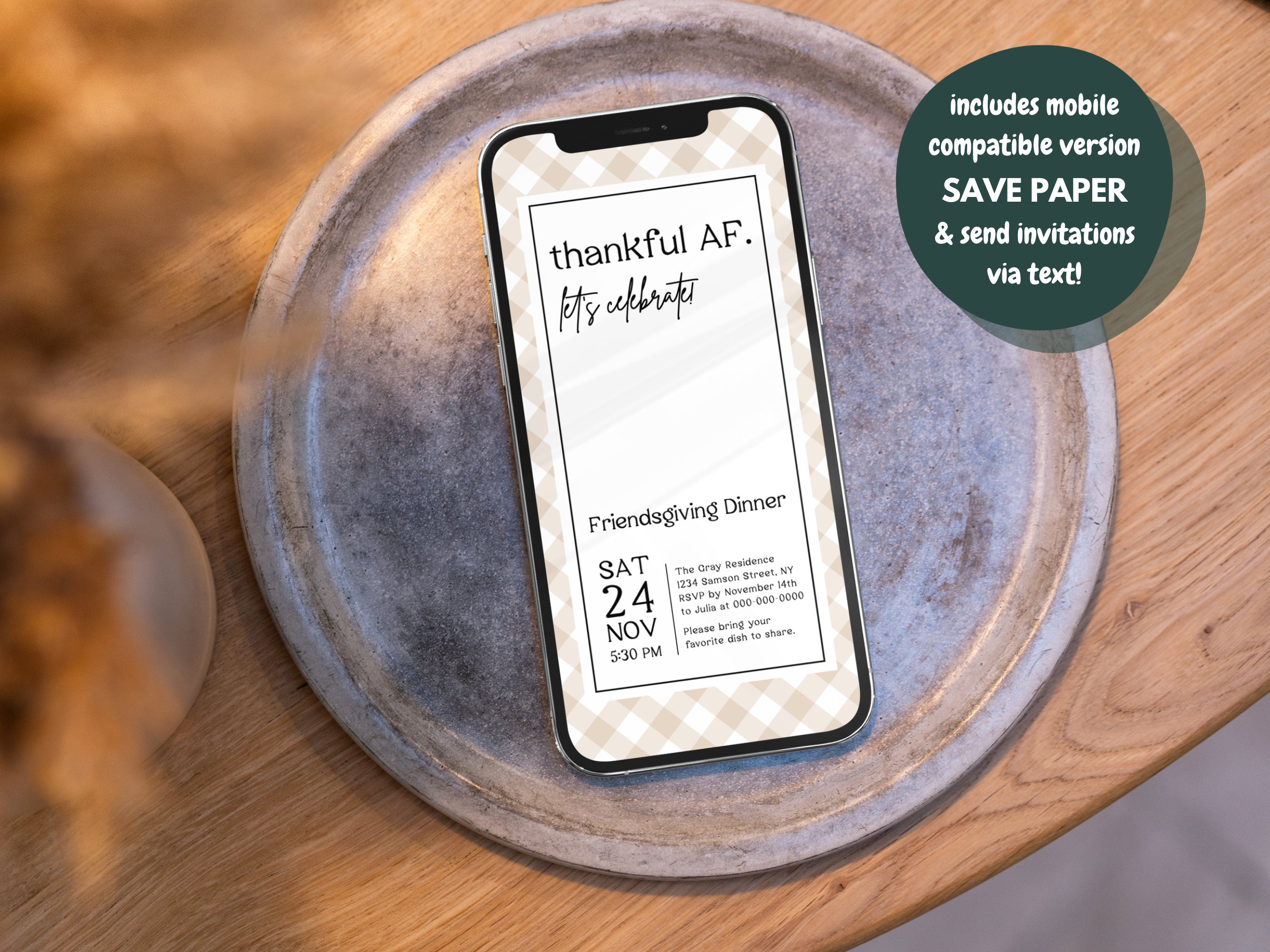 Thankful AF Invitation Template Editable Friendsgiving Invitation ...