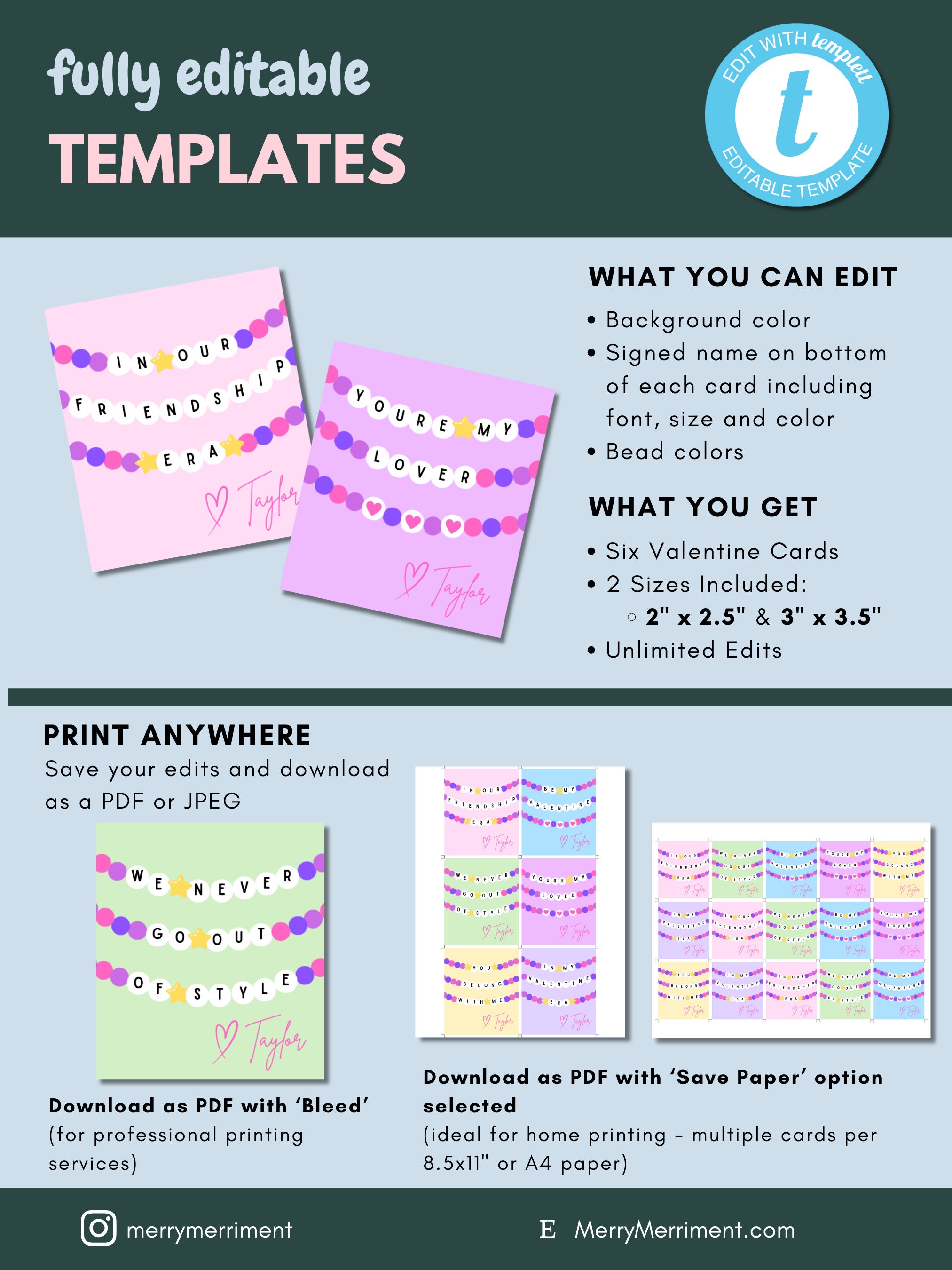 Printable Friendship Bracelet Valentine Cards Taylor Swift Valentines ...