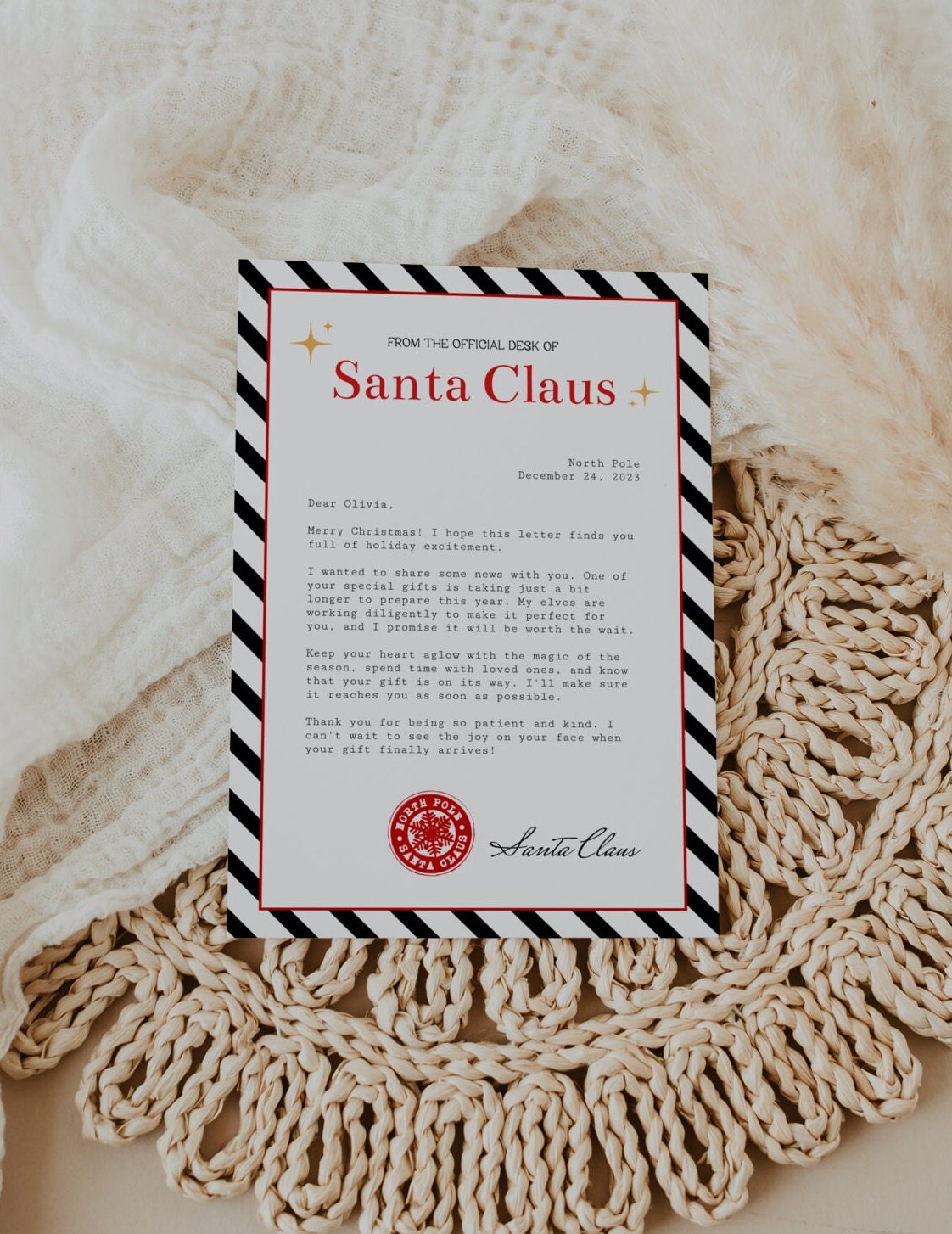 Editable Delayed Gift Notice Late Christmas Gift Letter From Santa ...