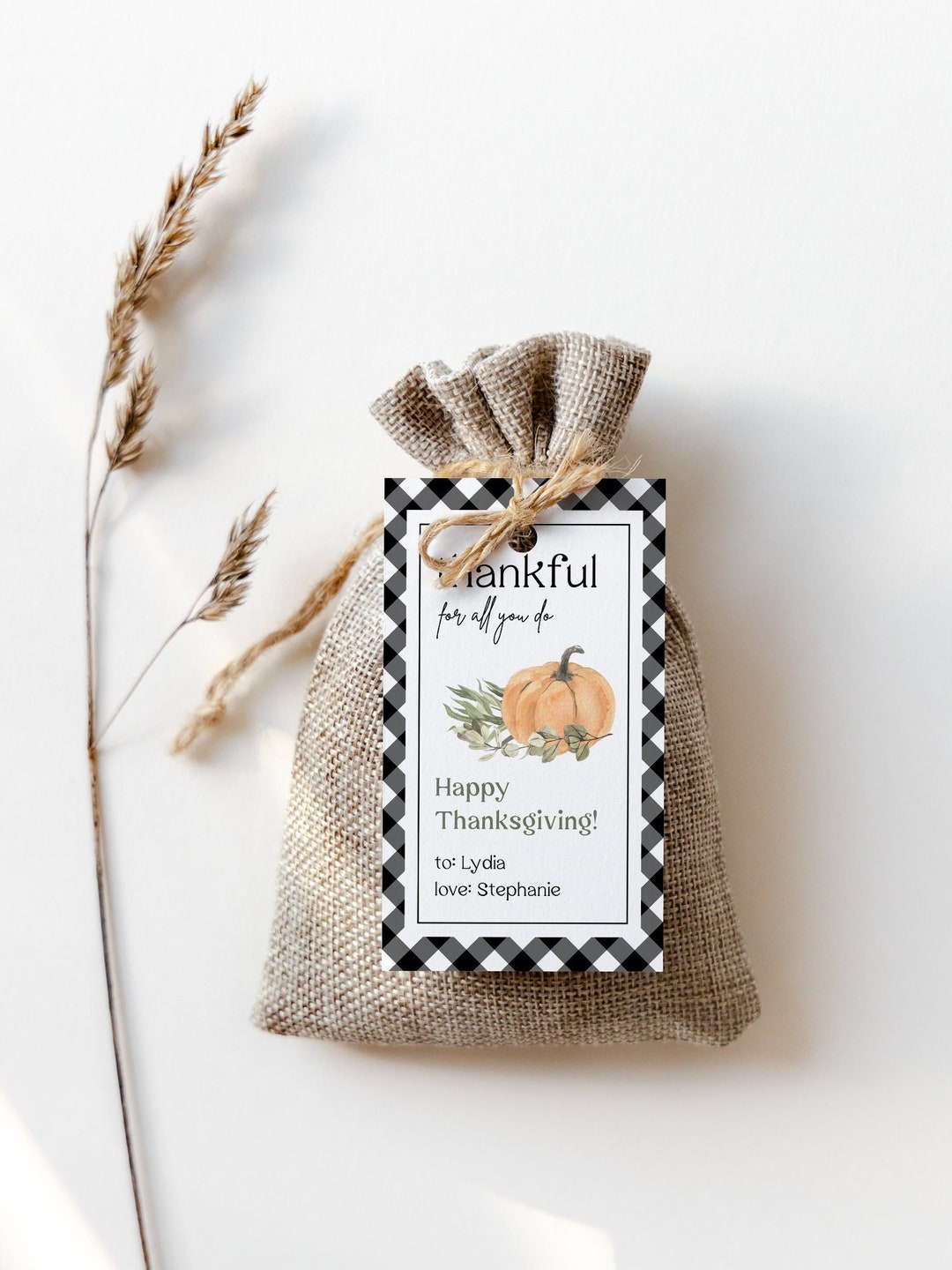 Printable Thankful for You Gift Tag Template | Editable Thanksgiving ...