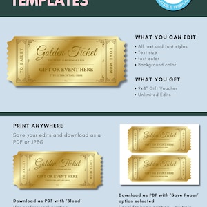 Editable Golden Ticket Template | Birthday Voucher, Birthday Gift ...