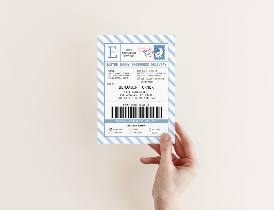 Printable Easter Bunny Shipping Label | Easter Basket Gifts, Easter ...