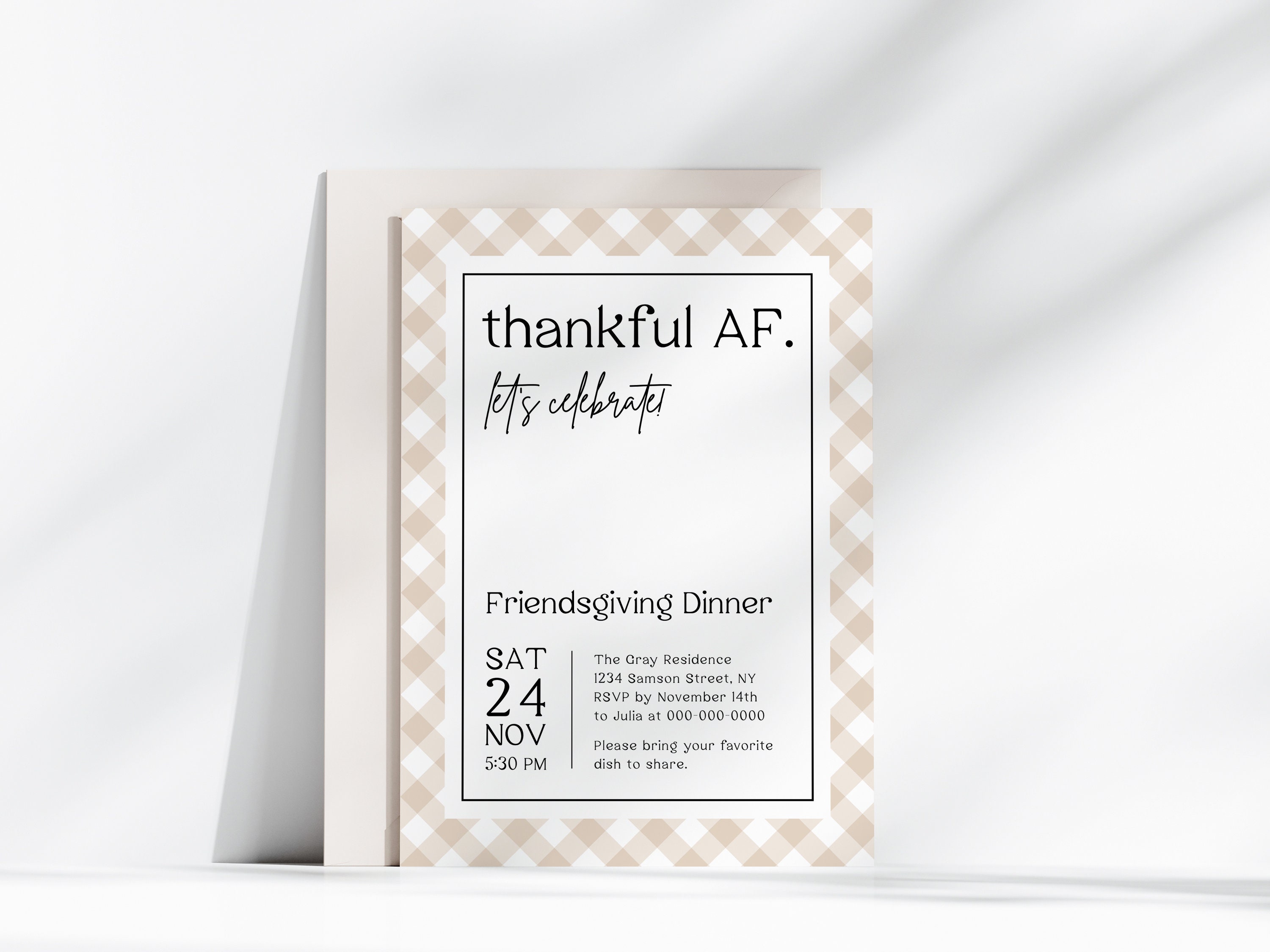 Thankful AF Invitation Template Editable Friendsgiving Invitation ...