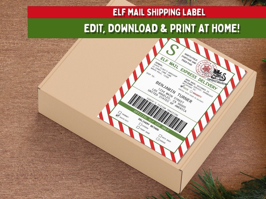 Printable Elf Mail Shipping Label | North Pole Mail Shipping Label ...