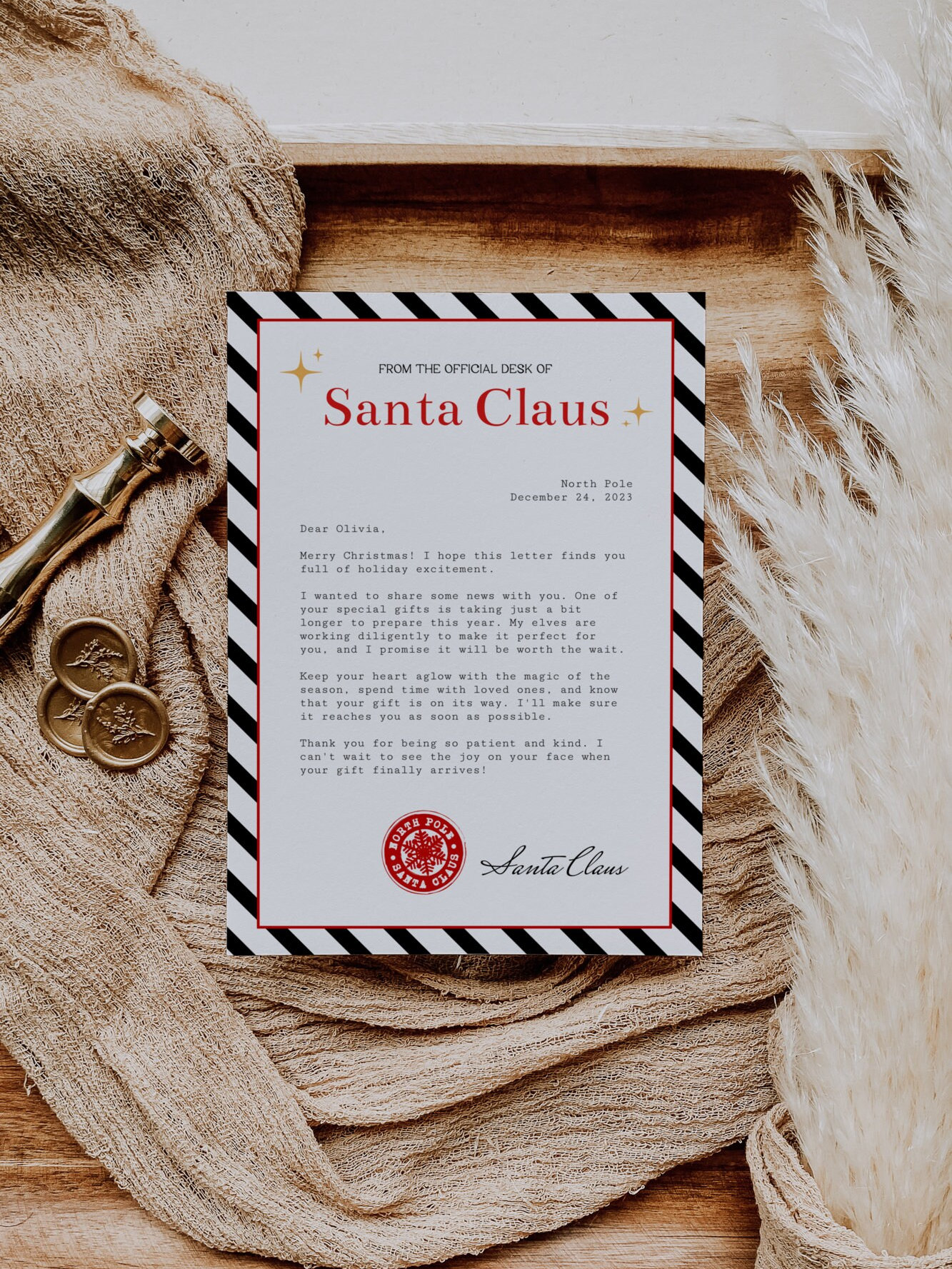 Editable Delayed Gift Notice | Late Christmas Gift Letter From Santa ...