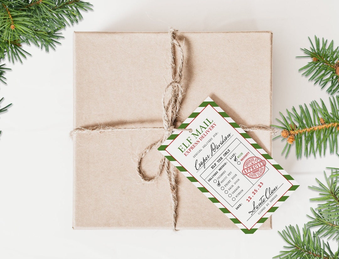 Editable Elf Mail Gift Tags | North Pole Delivery Christmas Gift Tag ...
