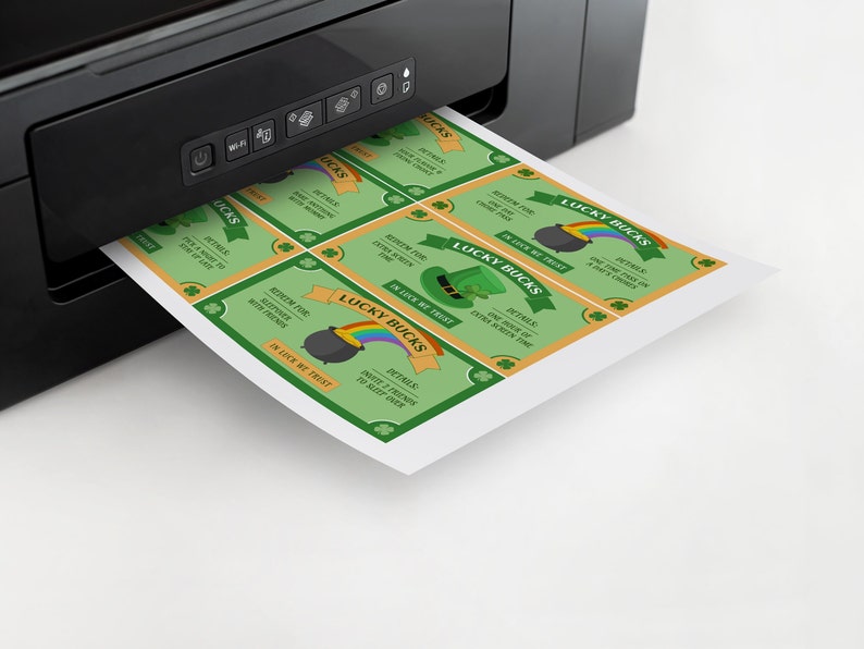 Printable St. Patrick's Day Coupons | Lucky Bucks, Gift for Kid, Saint ...
