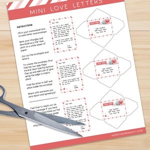 Miniature Love Letter Template With Envelope | Printable Mini Love ...