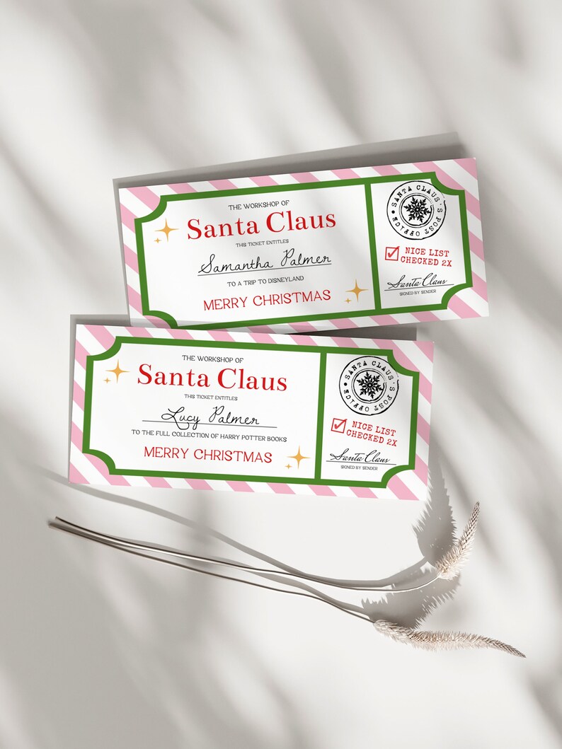 Christmas Gift Voucher Template | Editable Gift Ticket, Santa Claus ...