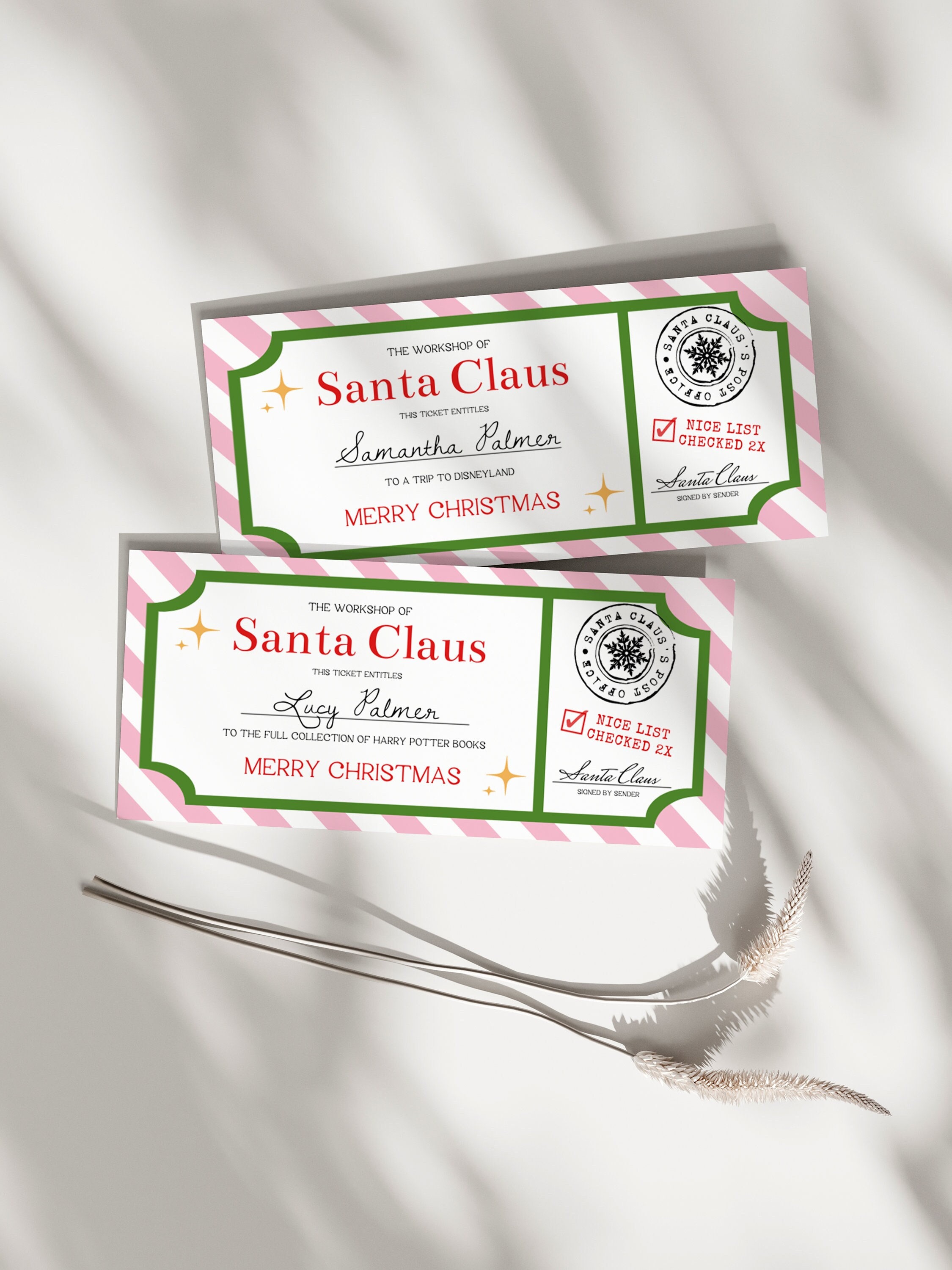 Christmas Gift Voucher Template Editable Gift Ticket, Santa Claus Gift ...