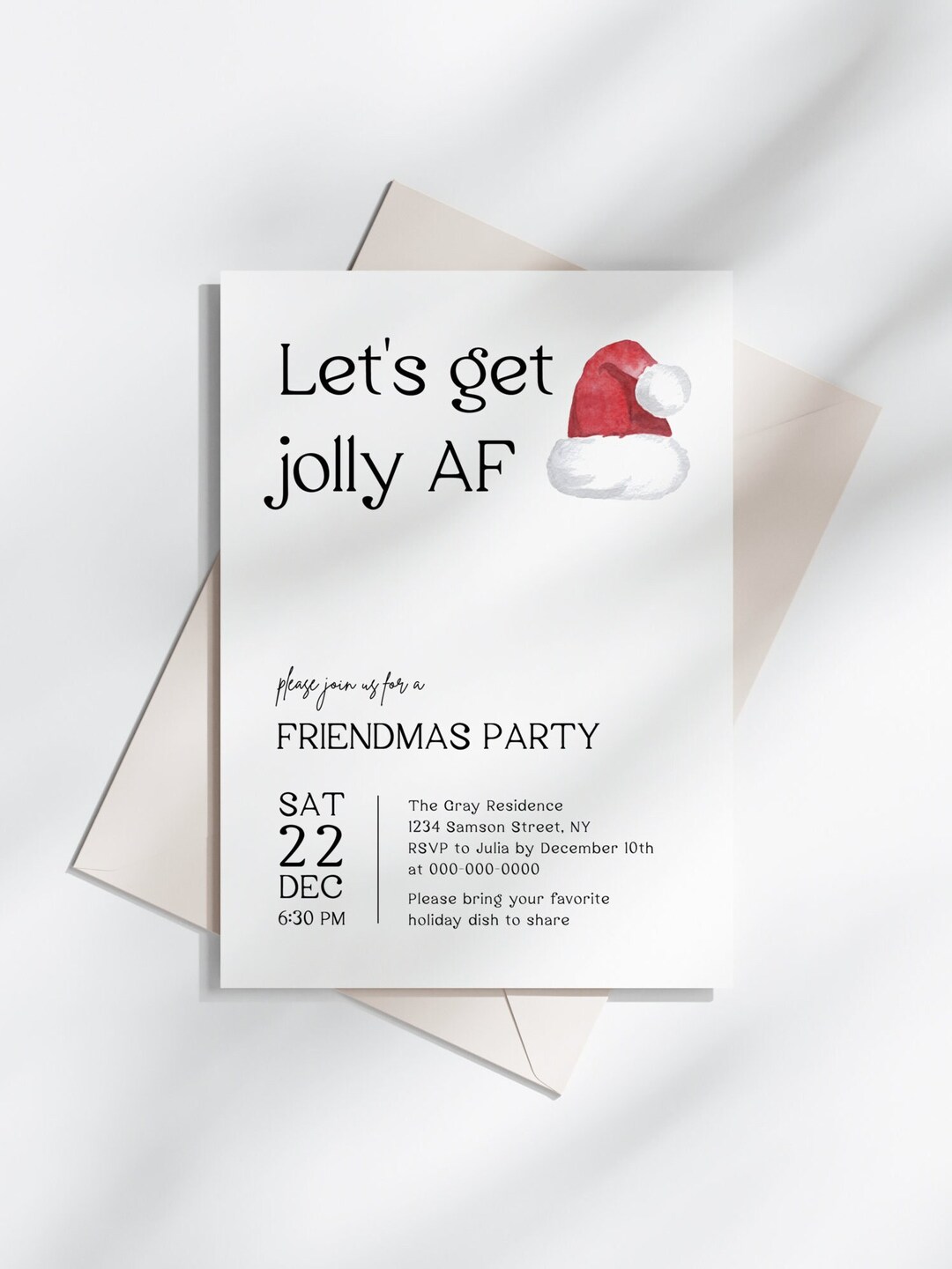 Jolly AF Friendmas Party Invitation Editable | Let's Get Jolly AF ...