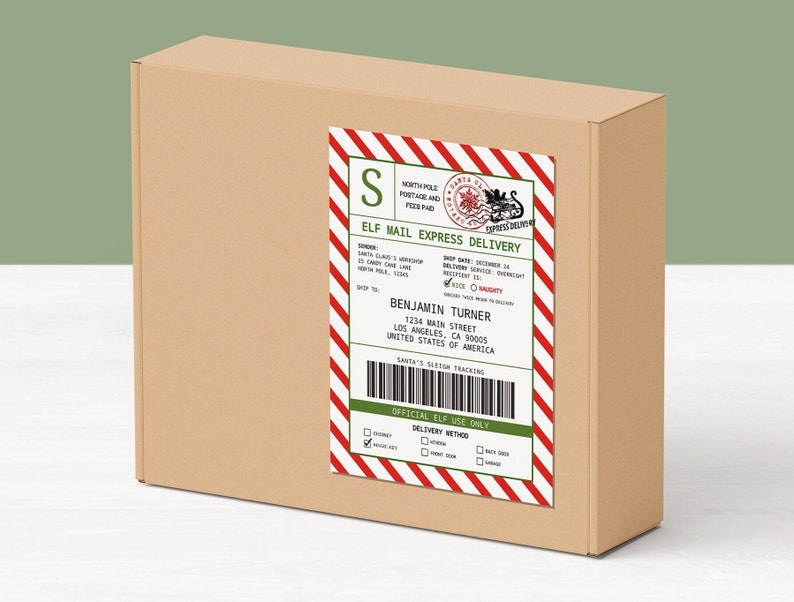 Printable Elf Mail Shipping Label | North Pole Mail Shipping Label ...