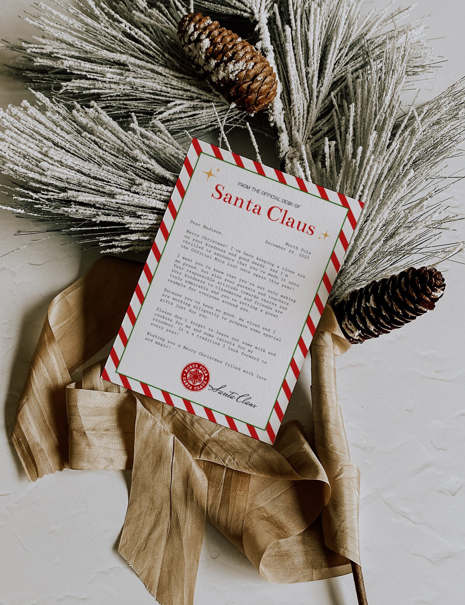 Letter From Santa | Official Nice List Letter From Santa Claus, Red ...