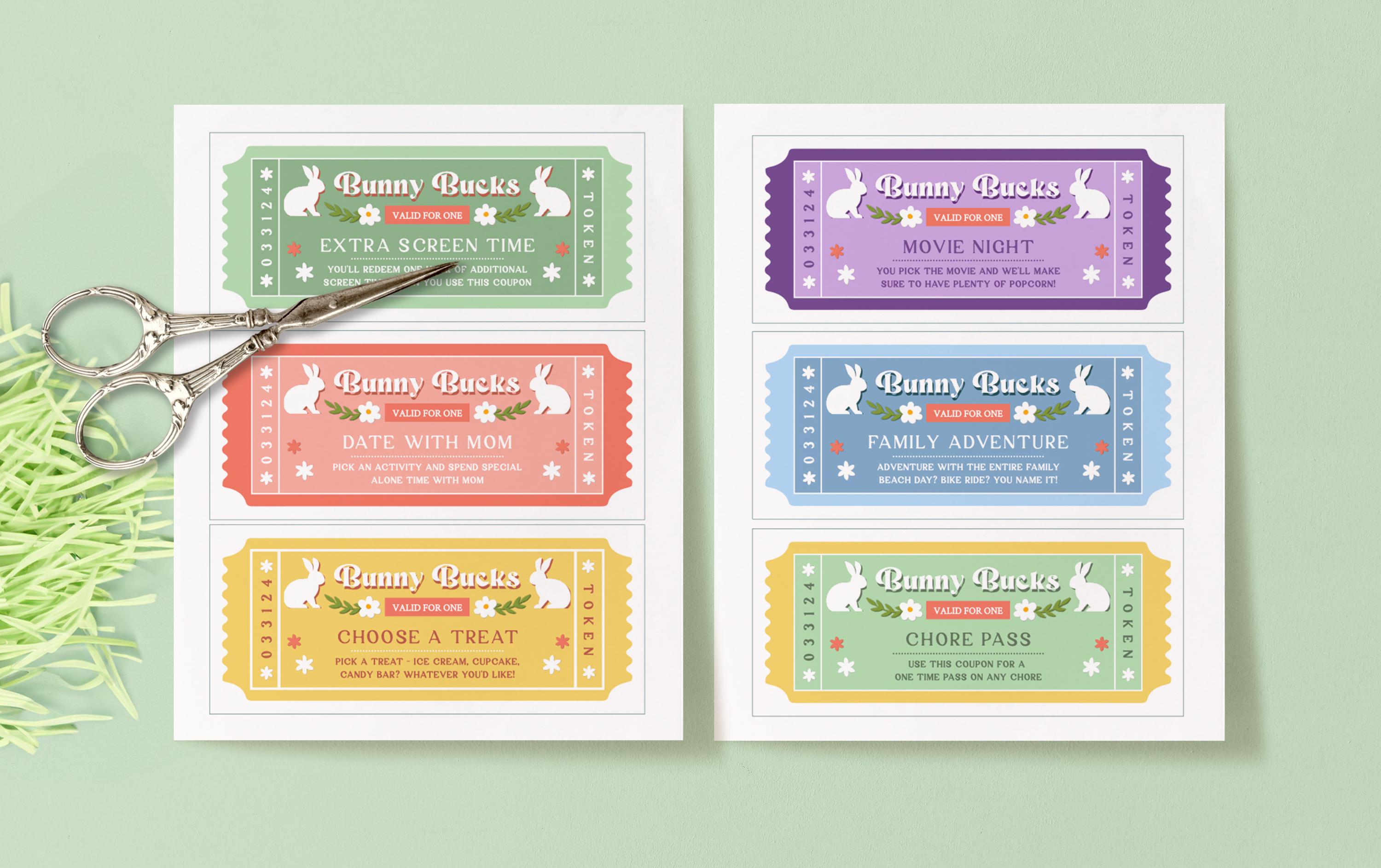 Printable Easter Coupons | Bunny Bucks, Easter Egg Filler, Easter Bunny ...