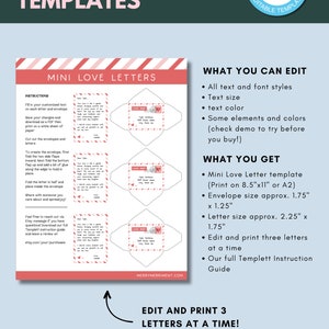 Miniature Love Letter Template With Envelope Printable Mini Love ...