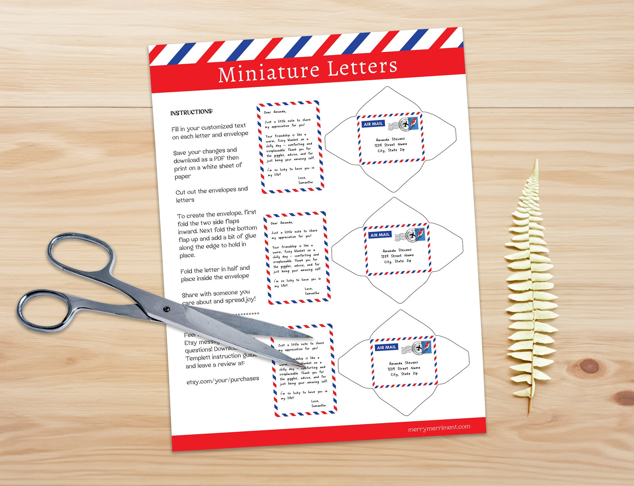 Mini Letter and Envelope Template | Printable Miniature Love Letters ...