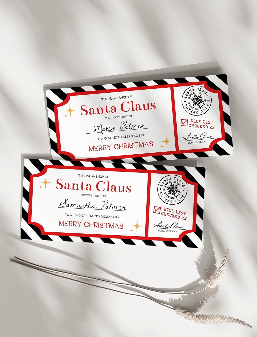 Christmas Gift Voucher Template | Editable Gift Ticket, Santa Claus ...