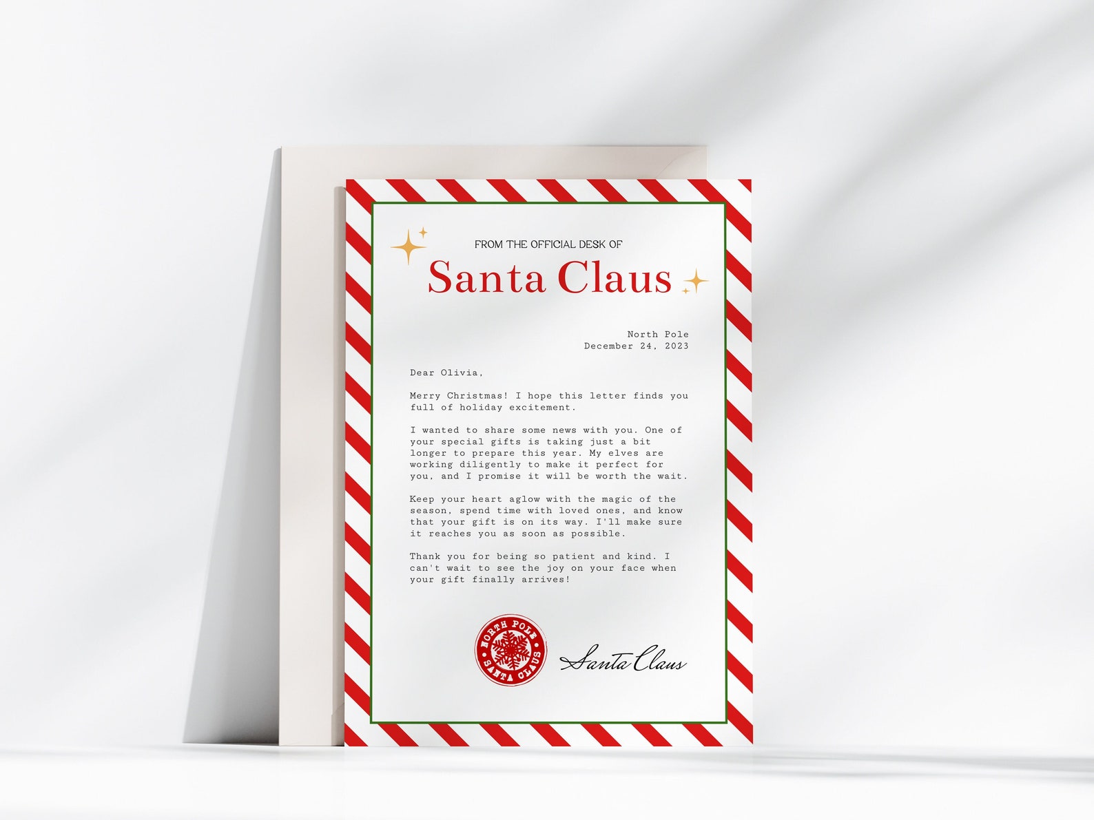 Editable Delayed Gift Notice | Late Christmas Gift Letter From Santa ...