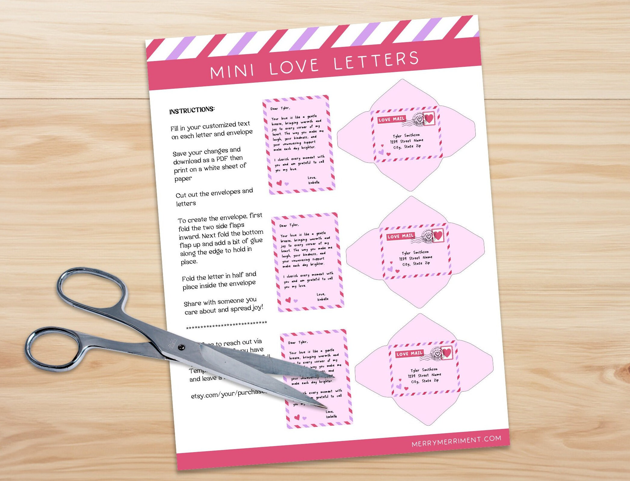 Printable Miniature Love Letters With Envelope | Mini Love Letter ...