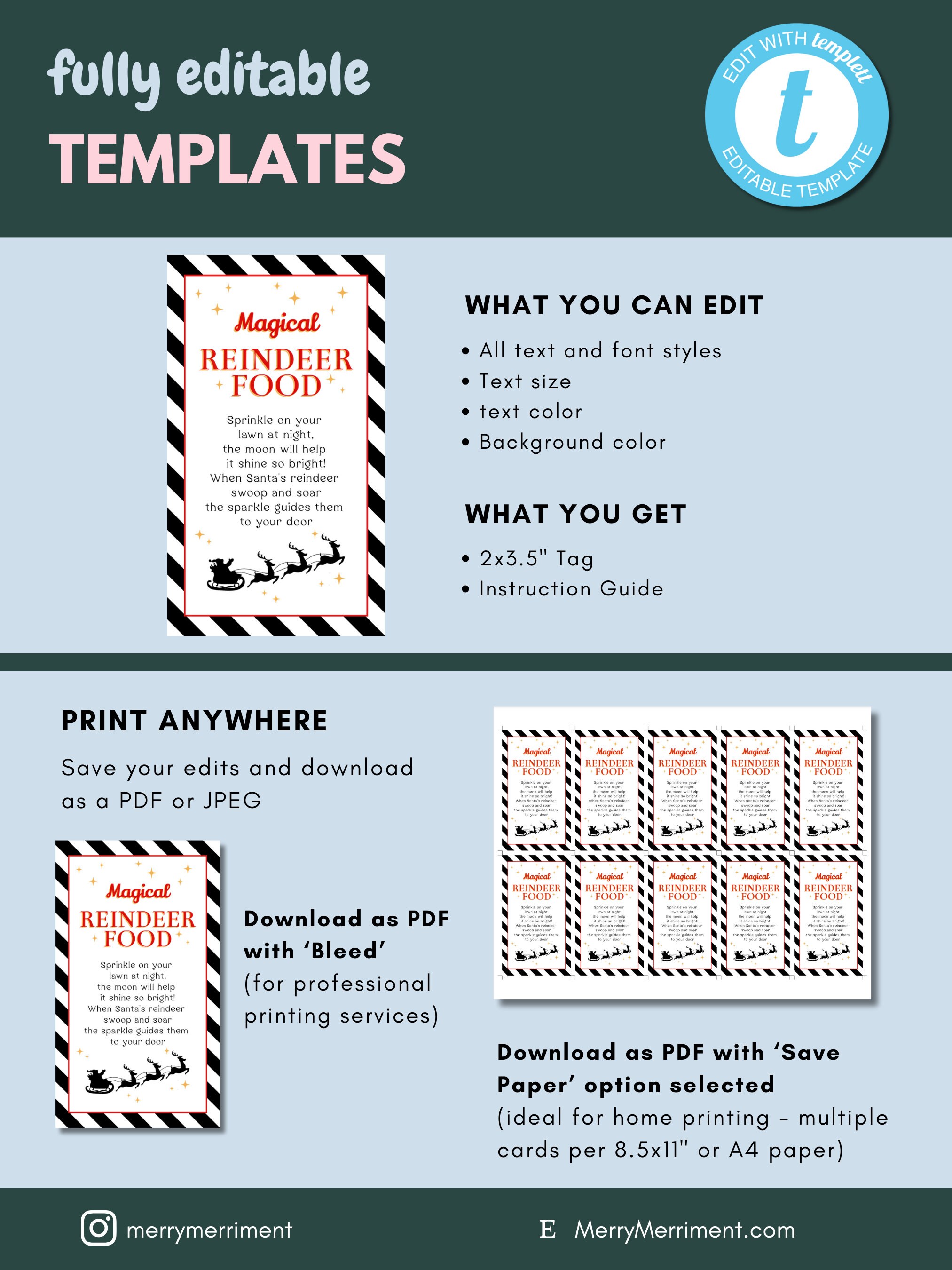 Reindeer Food Printable | Christmas Eve Box, Printable Magical Reindeer ...