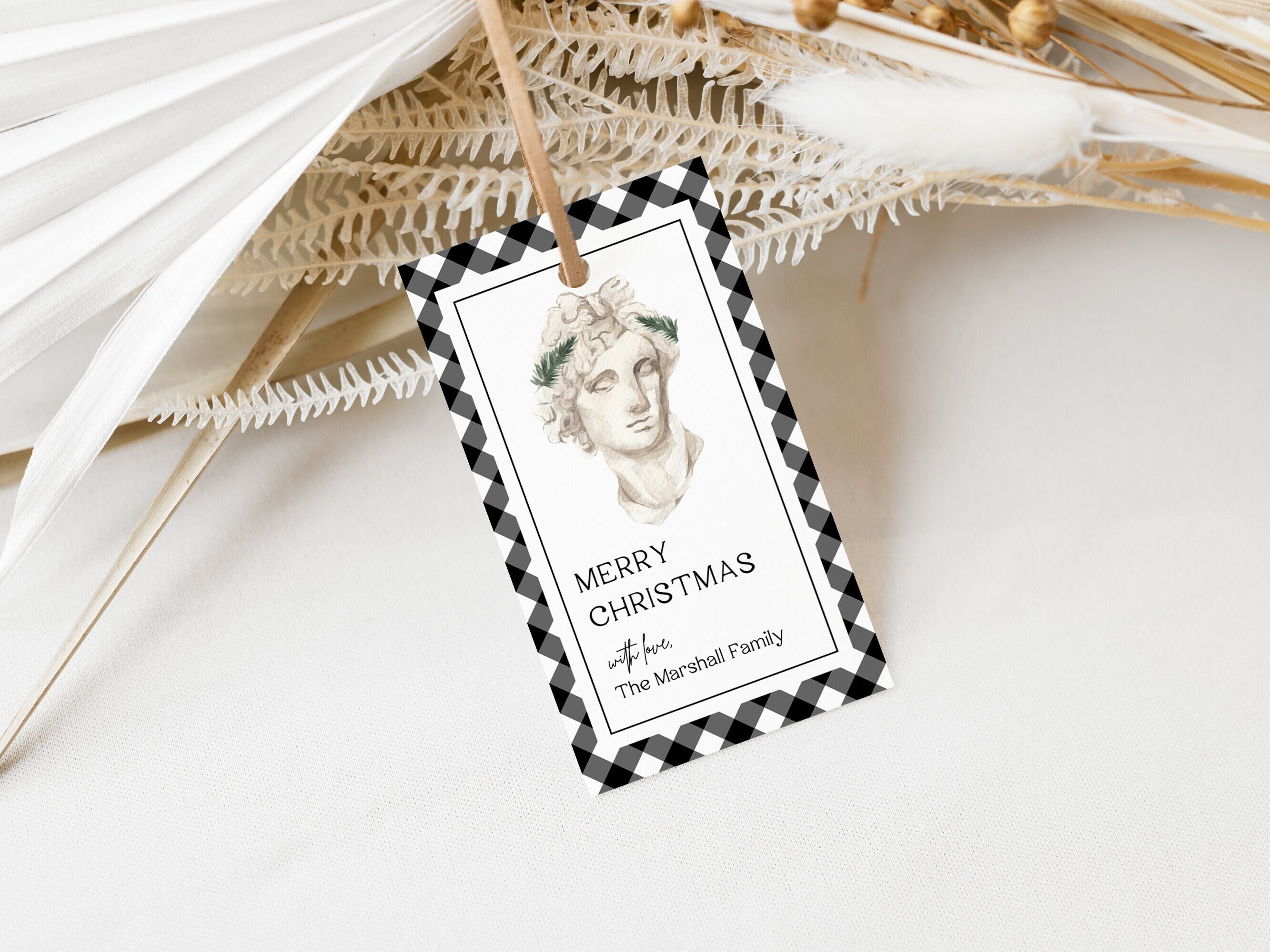 Printable Christmas Gift Tag Template Gingham Gift Tag - Etsy