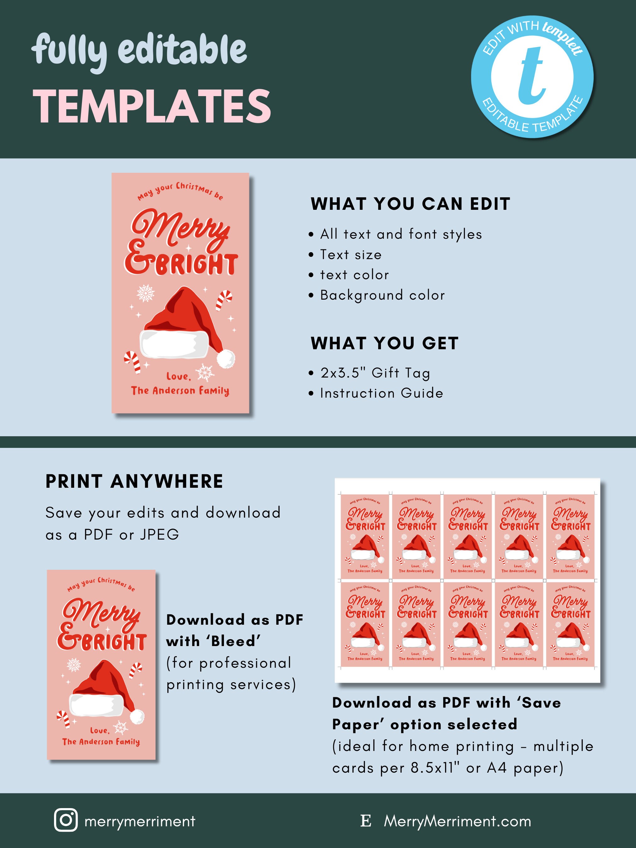 Editable Christmas Gift Tag | Printable Holiday Gift Tags, Christmas ...